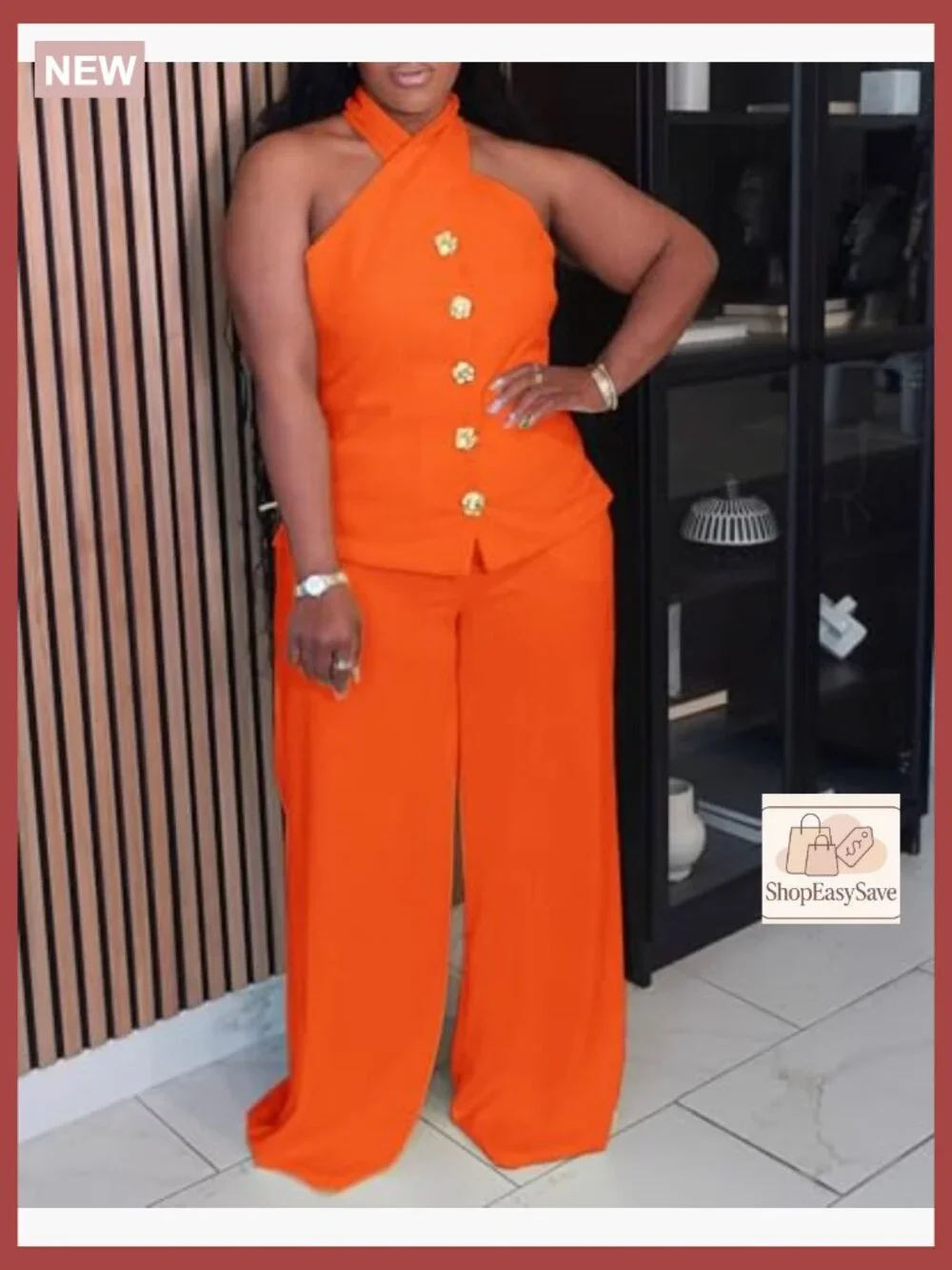 Pants & Jumpsuits | Plus Size Two Piece Outfits Halter Neck Tank Wide ...